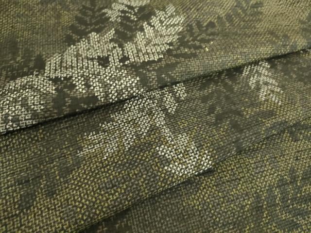 平和屋着物▽上質な紬　単衣　葉尽くし　正絹　逸品　未使用　DAAS0048az