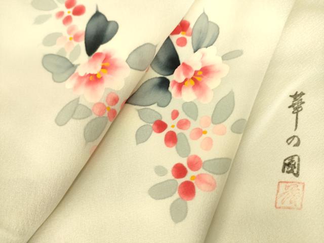 平和屋着物▽上質な小紋　単衣　作家物　華の園　舞花文　手描き　正絹　逸品　DAAS0049az