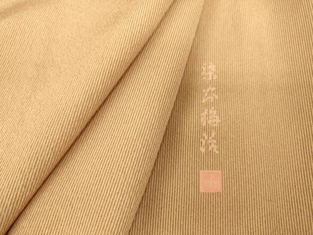 平和屋着物▽伝統工芸士 染谷梅治　江戸小紋　単衣　万筋　杏色×煎茶色　正絹　逸品　DAAS0065az