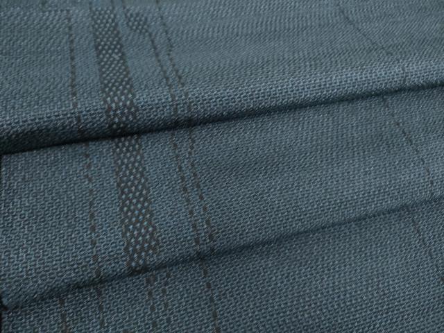 平和屋着物▽本塩沢　単衣　変わり縞間道　110亀甲　　正絹　逸品　DAAS0075az