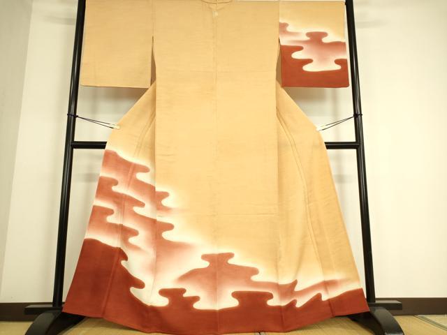 平和屋着物▽訪問着　単衣　霞文　暈し染め　正絹　逸品　DAAS0083az