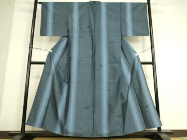 平和屋着物▽上質な紬　単衣　横段絣文　正絹　逸品　DAAS0090az