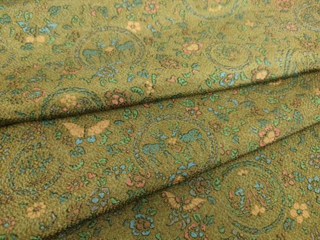 平和屋着物▽上質な小紋　単衣　動物丸文　正絹　逸品　DAAS0122az