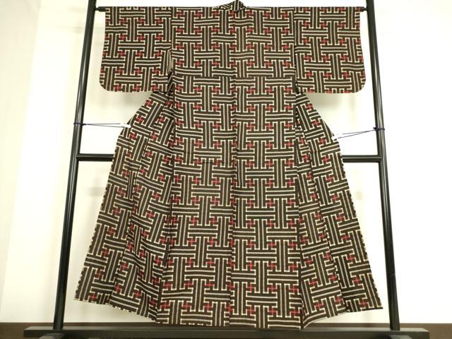 平和屋着物▽本場大島紬　龍郷絣　秋名バラ　単衣　正絹　逸品　DAAS0126az