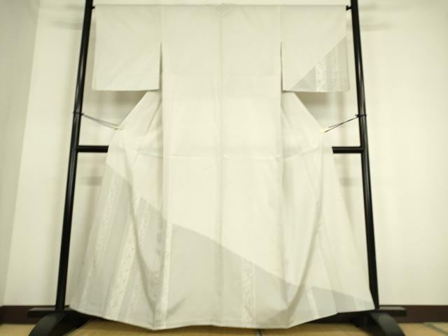 平和屋着物▽本塩沢　訪問着　単衣　枝葉文　正絹　逸品　DAAS0151az