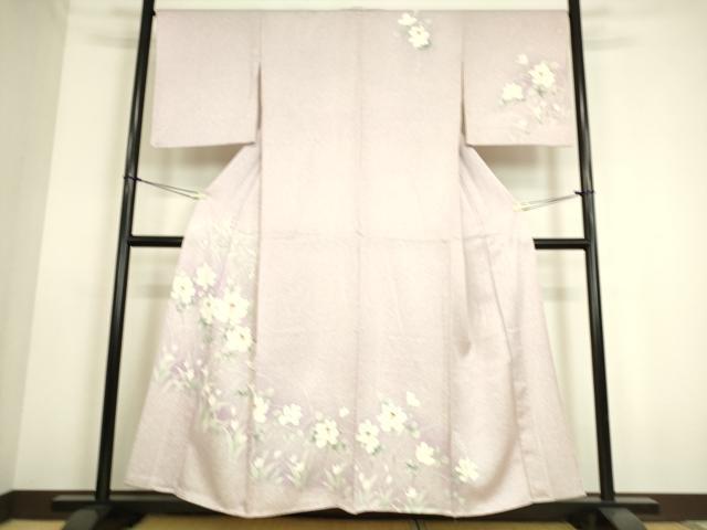 平和屋着物▽訪問着　単衣　草花文　手描き　正絹　逸品　DAAS0154az