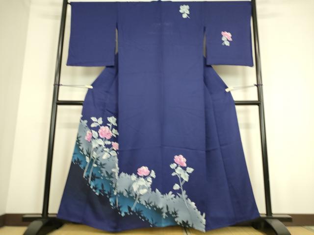平和屋着物▽訪問着　単衣　草花シルエット　正絹　逸品　DAAS0171az