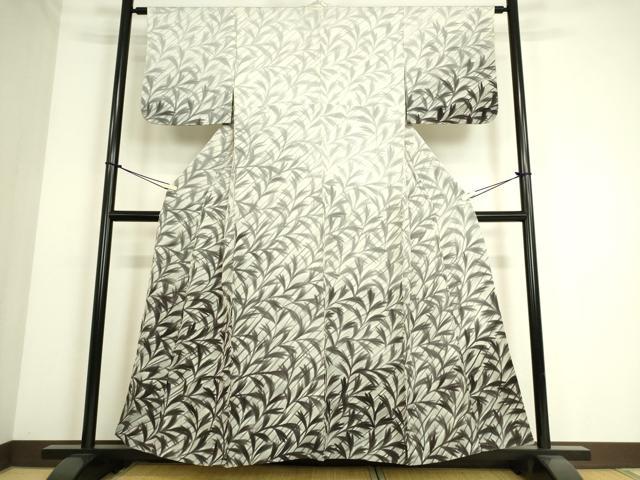 平和屋着物▽訪問着　単衣　草葉文　暈し染め　正絹　逸品　DAAS0176az