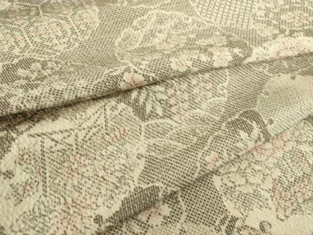 平和屋着物▽上質な小紋　単衣　雪輪花文　鬼しぼ縮緬　正絹　逸品　DAAS0181az