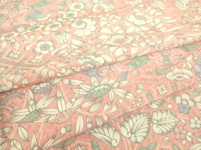 平和屋着物▽上質な小紋　単衣　辻が花　鬼しぼ縮緬　正絹　逸品　DAAS0185az