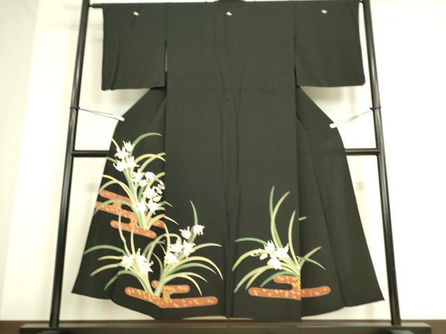 平和屋着物▽豪華黒留袖　単衣　友禅　霞花文　金彩　正絹　逸品　DAAS0195az