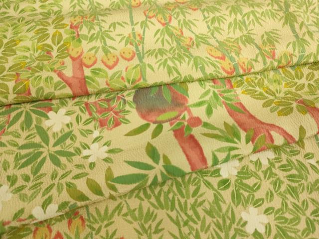 平和屋着物▽上質な小紋　単衣　笹竹風景文　正絹　逸品　未使用　DAAS0218az