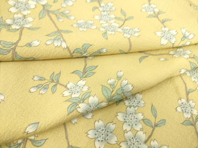 平和屋着物▽上質な小紋　単衣　枝桜文　正絹　逸品　DAAS0239az