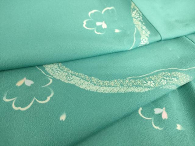 平和屋着物▽小紋　単衣　舞花文　洗える着物　DAAS0242az