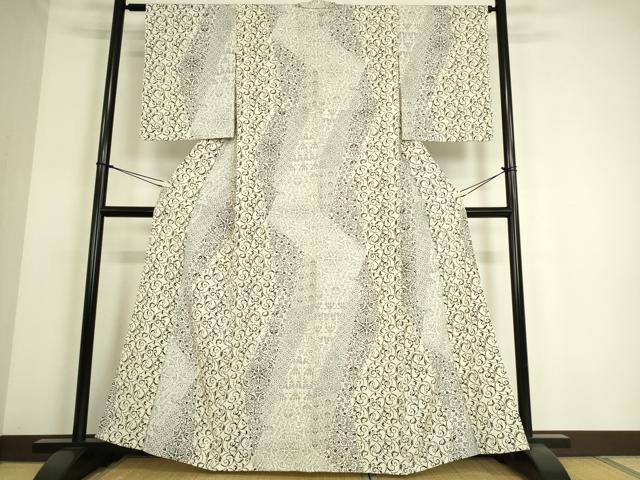 平和屋着物▽小紋　単衣　正倉院花唐草文　洗える着物　DAAS0246az