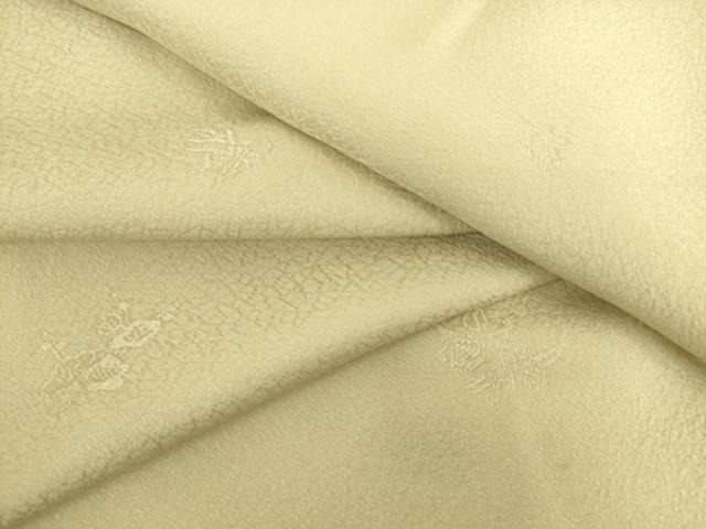 平和屋着物▽上質な色無地　単衣　吉祥花地紋　鳥の子色　正絹　逸品　DAAS0254az