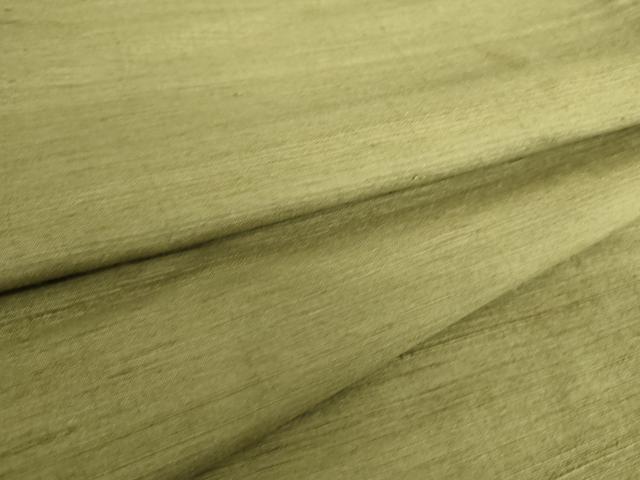 平和屋着物▽男性　紬　単衣　鶸茶色　正絹　逸品　DAAS0270az