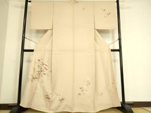 平和屋着物▽訪問着　単衣　枝菊　金銀彩　正絹　逸品　DAAS0272az