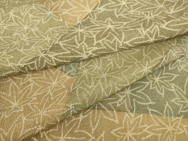 平和屋着物▽上質な小紋　単衣　楓文　正絹　逸品　DAAS0319az