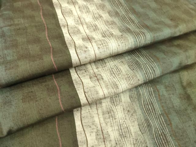 平和屋着物▽上質な紬 　単衣　 間道　正絹　逸品　未使用　DAAS0436az