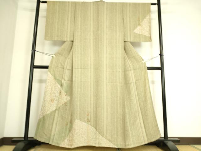 平和屋着物▽訪問着　単衣　刺繍　舞花文　金彩　正絹　逸品　DAAS0446az