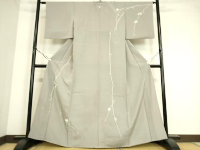 平和屋着物▽訪問着　単衣　枝花文　金彩　正絹　逸品　DAAS0473az