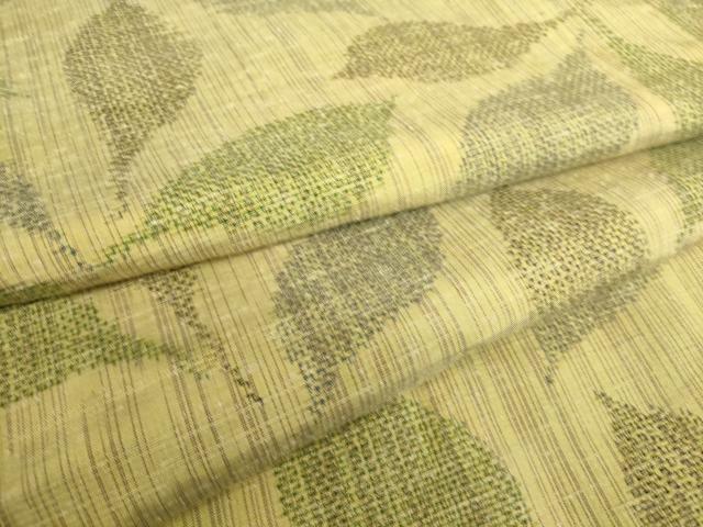 平和屋着物▽上質な紬　単衣　舞葉文　正絹　逸品　DAAS0510az