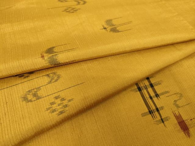 平和屋着物▽上質な紬　単衣　琉球絣文様　正絹　逸品　DAAS0536az