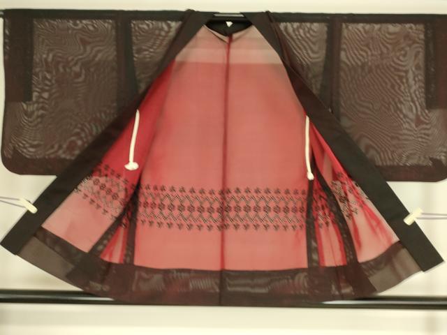 平和屋着物▽羽織 スリーシーズン 春夏秋 塵除け 紗 霞文 黒色