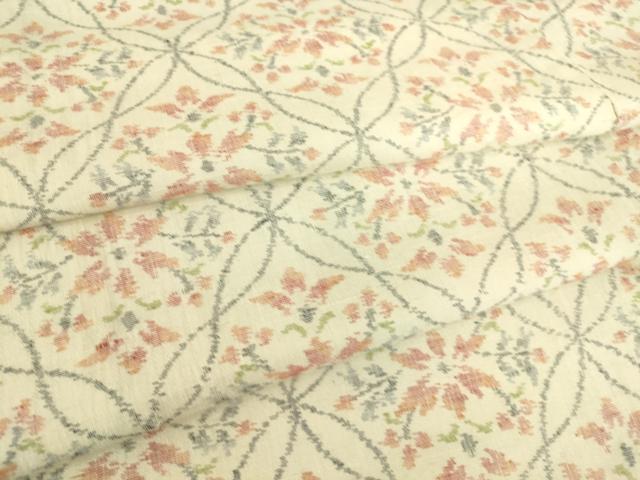 平和屋着物▽上質な紬　単衣　洋花文　正絹　逸品　DAAS0722az