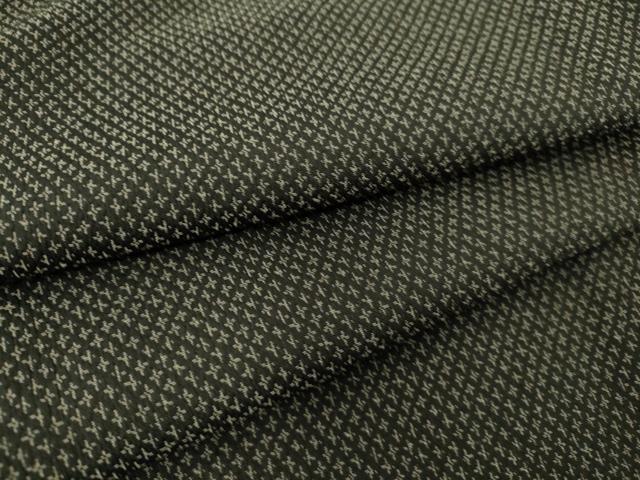 平和屋着物▽上質なお召　単衣　絣文　黒地　正絹　逸品　DAAS0756az