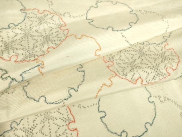 平和屋着物▽上質な紬　単衣　雪輪重ね文　正絹　逸品　DAAS0907az