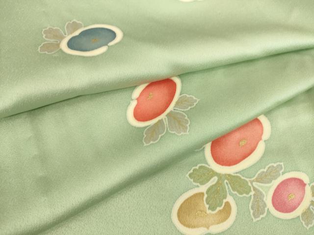 平和屋着物▽上質な小紋　単衣　菊　金彩　正絹　逸品　DAAS0918az