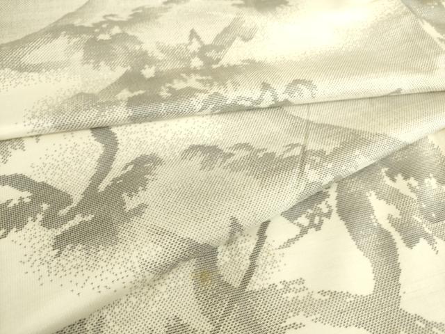 平和屋着物▽本場大島紬　白大島　9マルキ　単衣　樹林文　正絹　逸品　DAAS0933az