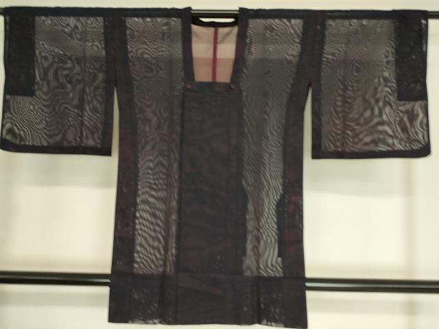 平和屋着物▽道行コート　スリーシーズン　春夏秋　塵除け　紗　縞　正絹　逸品　DAAS0960az