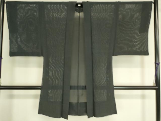 平和屋着物▽男性　長羽織　スリーシーズン　春夏秋　塵除け　絽　黒色　正絹　逸品　DAAS0964az