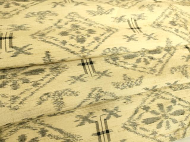 平和屋着物▽上質な紬　単衣　菱花文　正絹　逸品　DAAS0987az