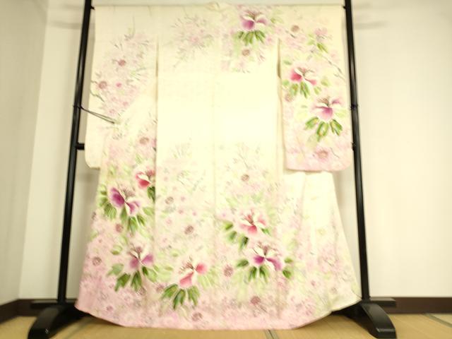 平和屋着物▽豪華振袖　単衣　舞花文　手描き　金銀彩　正絹　逸品　DAAS0988az