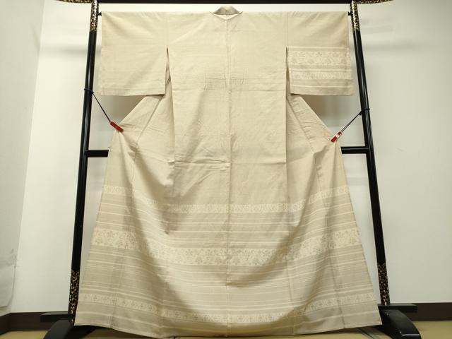 平和屋着物▽本塩沢　訪問着　単衣　横段草花文　正絹　逸品　DAAS1503ud