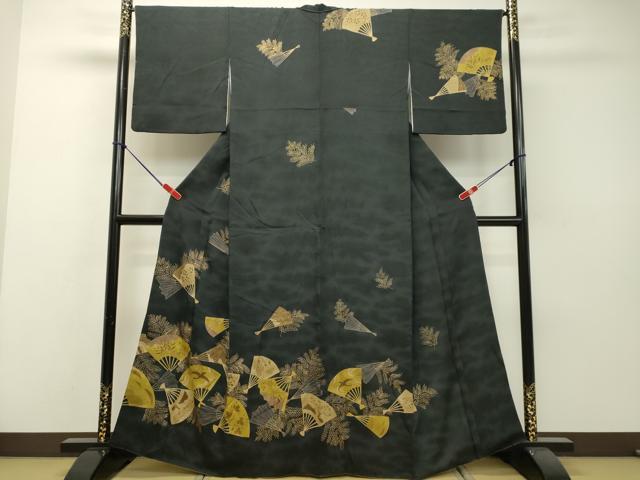 平和屋着物●訪問着　扇面花鳥文　暈し染め　金彩　正絹　逸品　DAAS2006tw