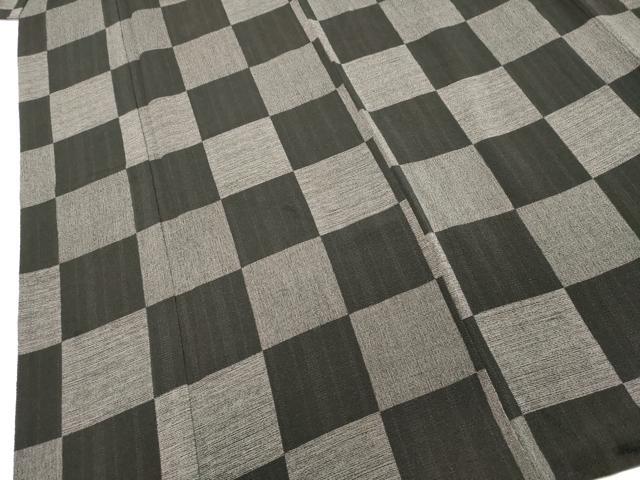 平和屋着物●上質な小紋　市松文様　鬼しぼ縮緬　正絹　逸品　DAAS2117tw