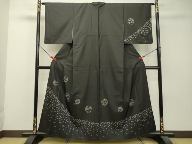 平和屋着物●本場染大島紬　訪問着　9マルキ　草花松文　正絹　逸品　DAAS2139tw