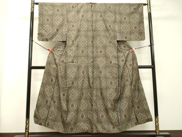 平和屋着物●本場大島紬　龍郷絣　花菱文　正絹　逸品　DAAS2328tw