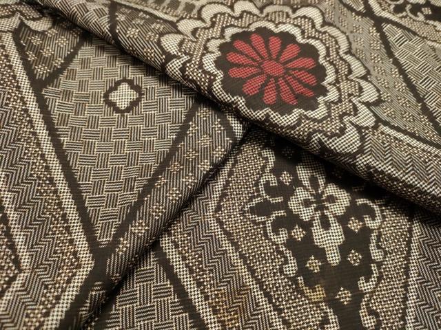 平和屋着物●希少　本場大島紬　龍郷絣　7マルキ　花菱文　正絹　逸品　DAAS2331tw