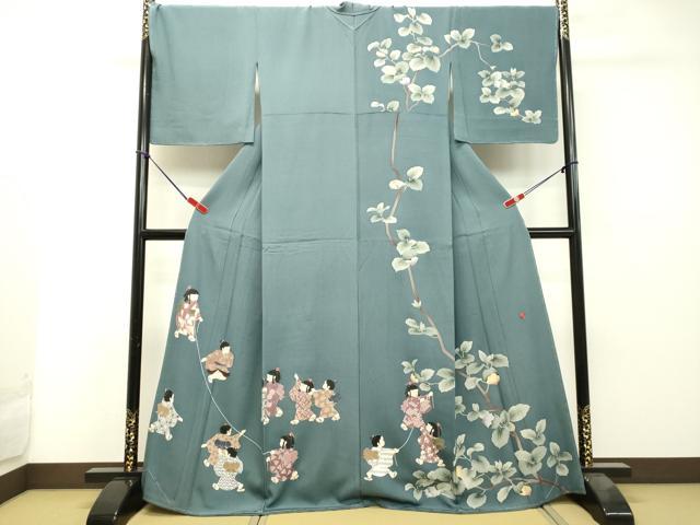 平和屋着物●十日町友禅作家　関口遼一　訪問着　童子枝葉文　正絹　逸品　未使用　DAAS2343tw