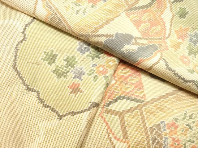 平和屋着物●本場大島紬　7マルキ　風景丸文　正絹　逸品　未使用　DAAS2355tw