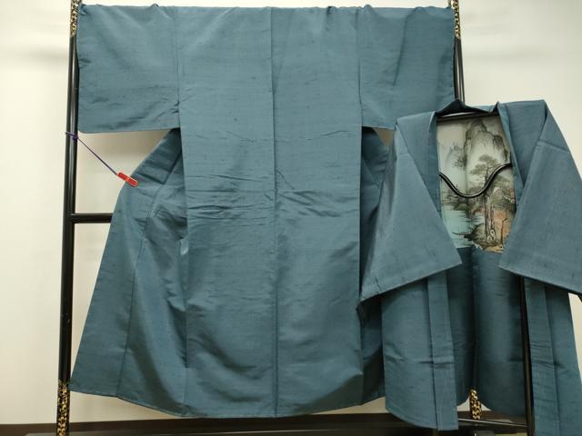 平和屋着物●男性　紬　アンサンブル　舛花色　キングサイズ　正絹　逸品　DAAS2368tw