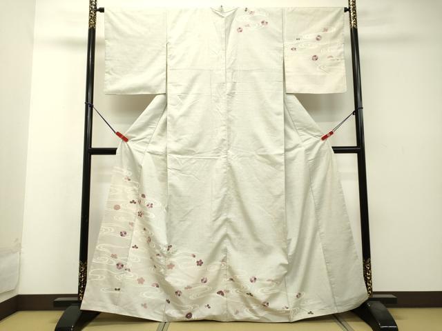 平和屋着物●訪問着　紬地　刺繍　流水舞花文　金彩　正絹　逸品　DAAS2386tw