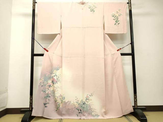 平和屋着物●訪問着　友禅　草花文　暈し染め　正絹　逸品　DAAS2430tw