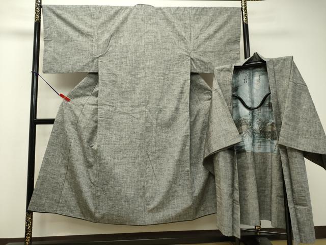 平和屋着物●男性　紬　アンサンブル　霞文　正絹　逸品　DAAS2433tw